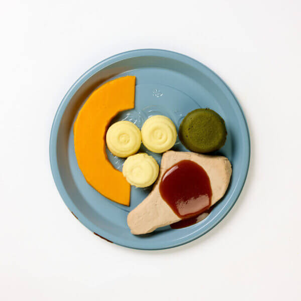 Pork Chop with Spinach, Pumpkin, Mashed Potato & BBQ Sauce - Pureed ...